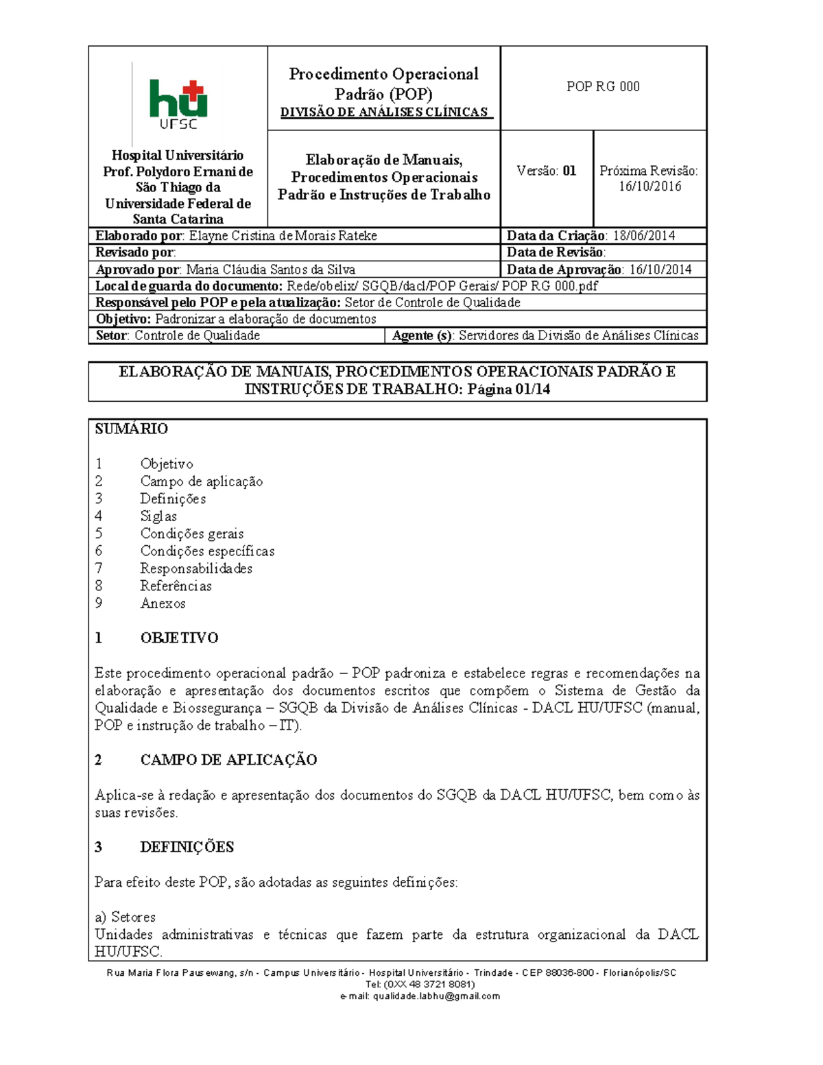 Modelo de pop - Hospital Universitário Prof. Polydoro Ernani de São ...