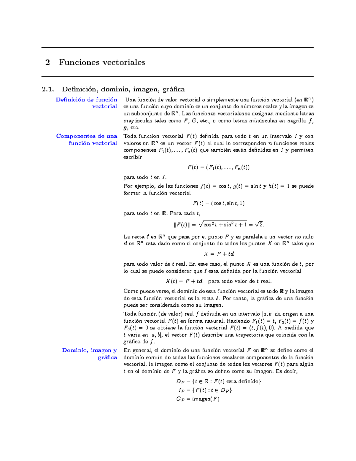 Funciones-vectoriales - 2 Funciones vectoriales 2. Definici ́on ...
