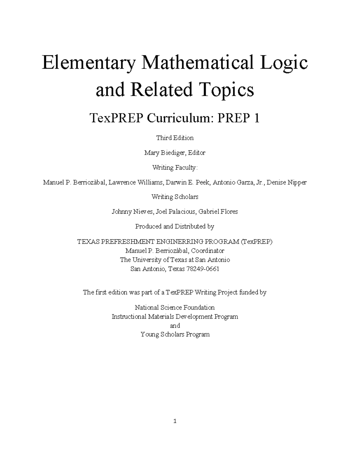 Notes in Logic - Elementary Mathematical Logic and Related Topics ...
