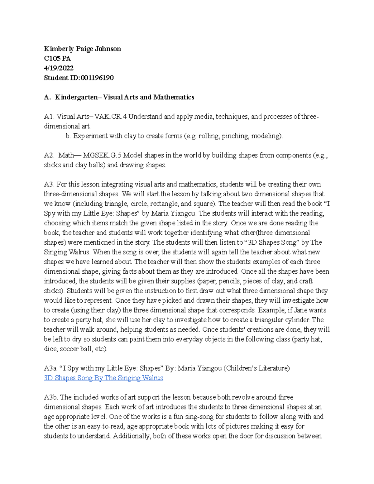 C105 PA - Passed PA for C105 - Kimberly Paige Johnson C105 PA 4/19 ...