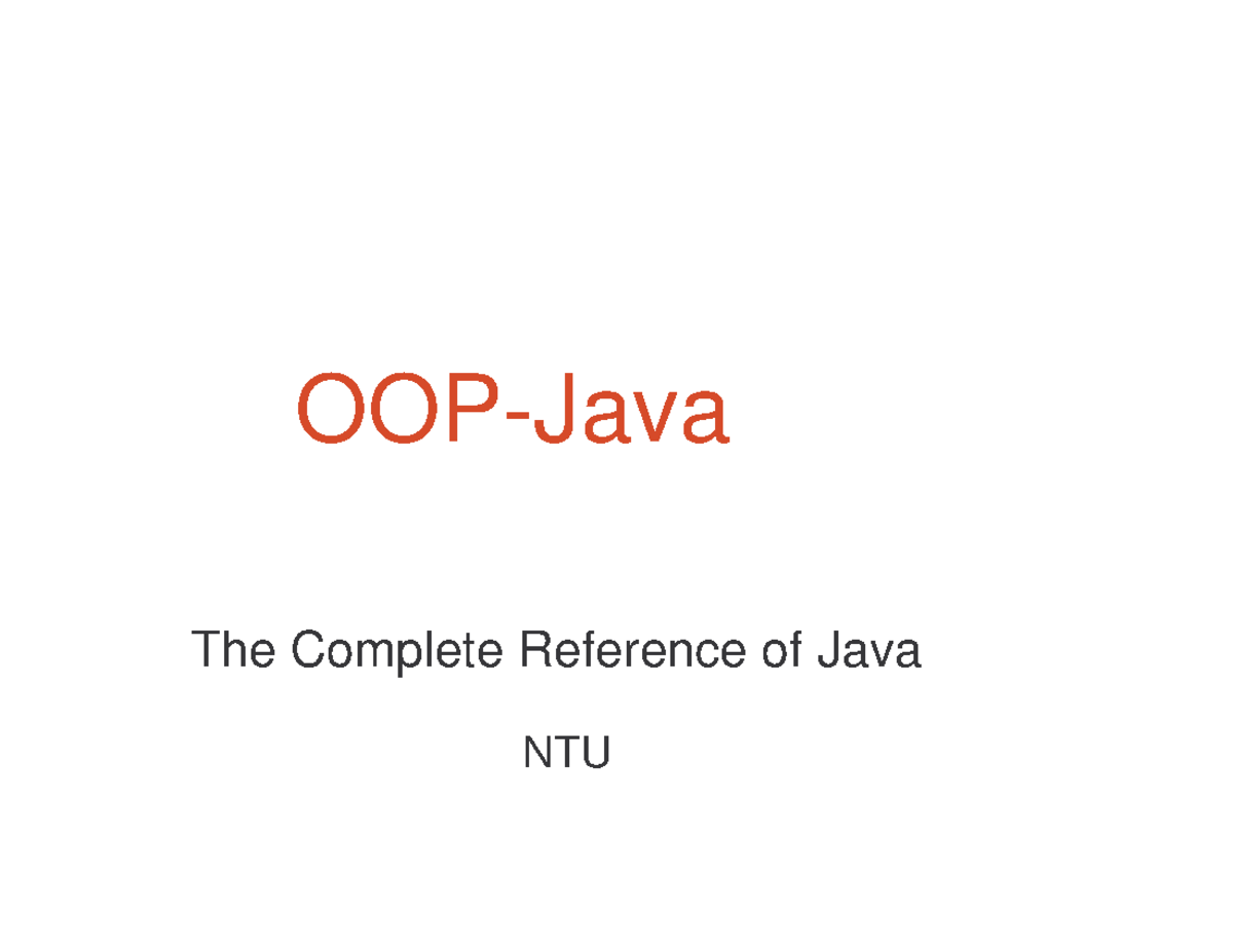 Lectur 1 - OOP-Java The Complete Reference of Java NTU The Course1 ...