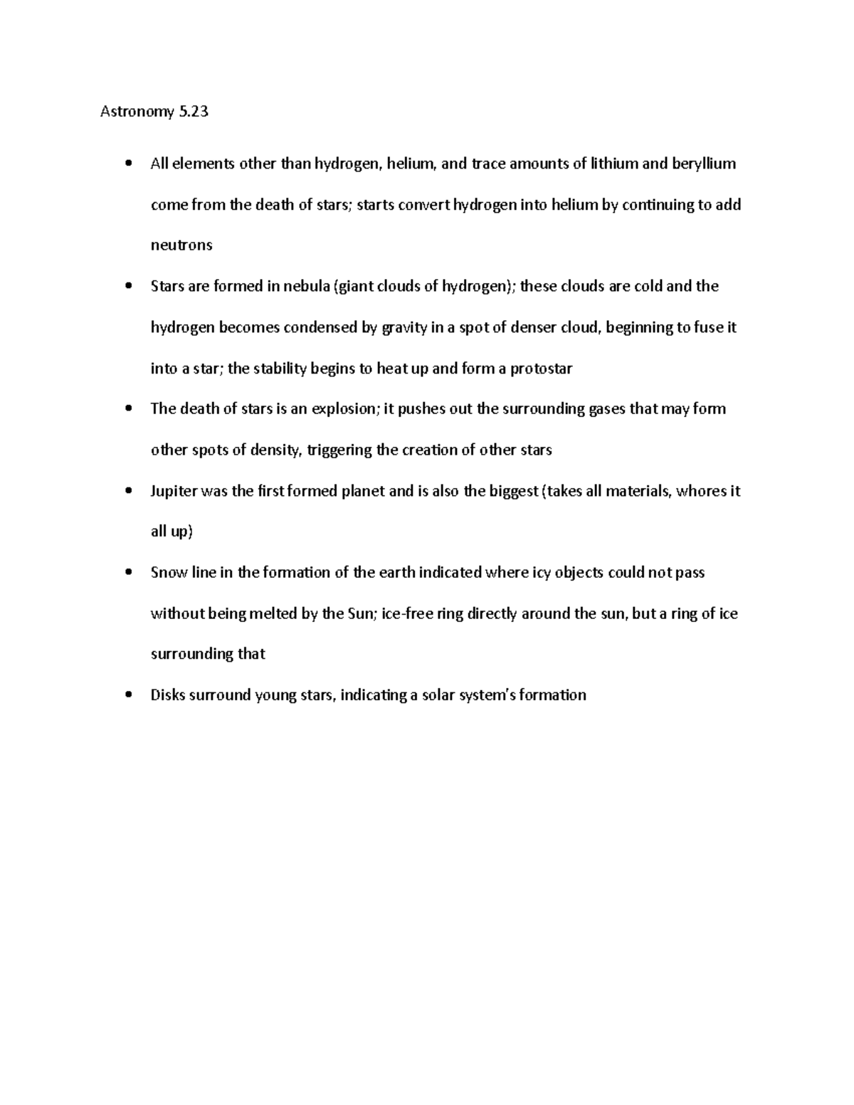 Astronomy Lecture/PowerPoint Notes - Astronomy 5 All elements other ...