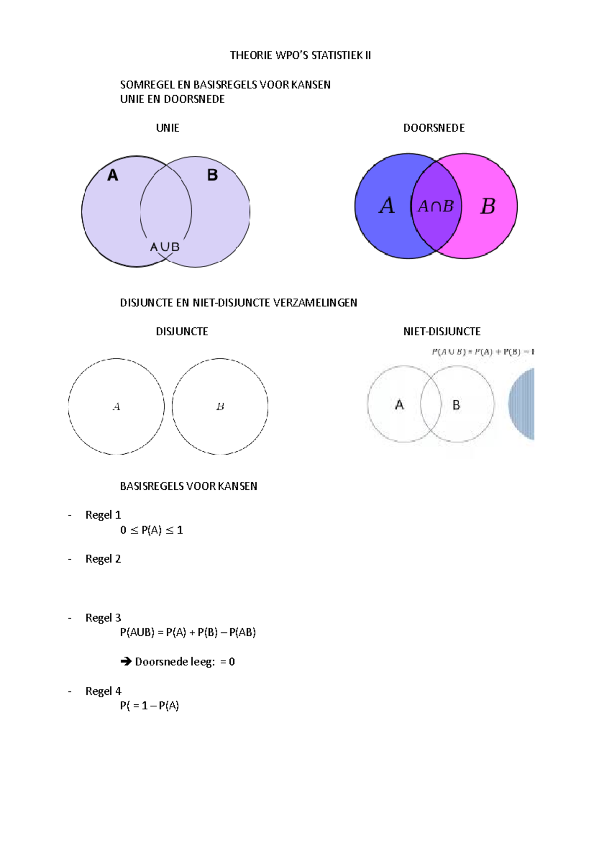 Theorie WPO - THEORIE WPO’S STATISTIEK II SOMREGEL EN BASISREGELS VOOR ...