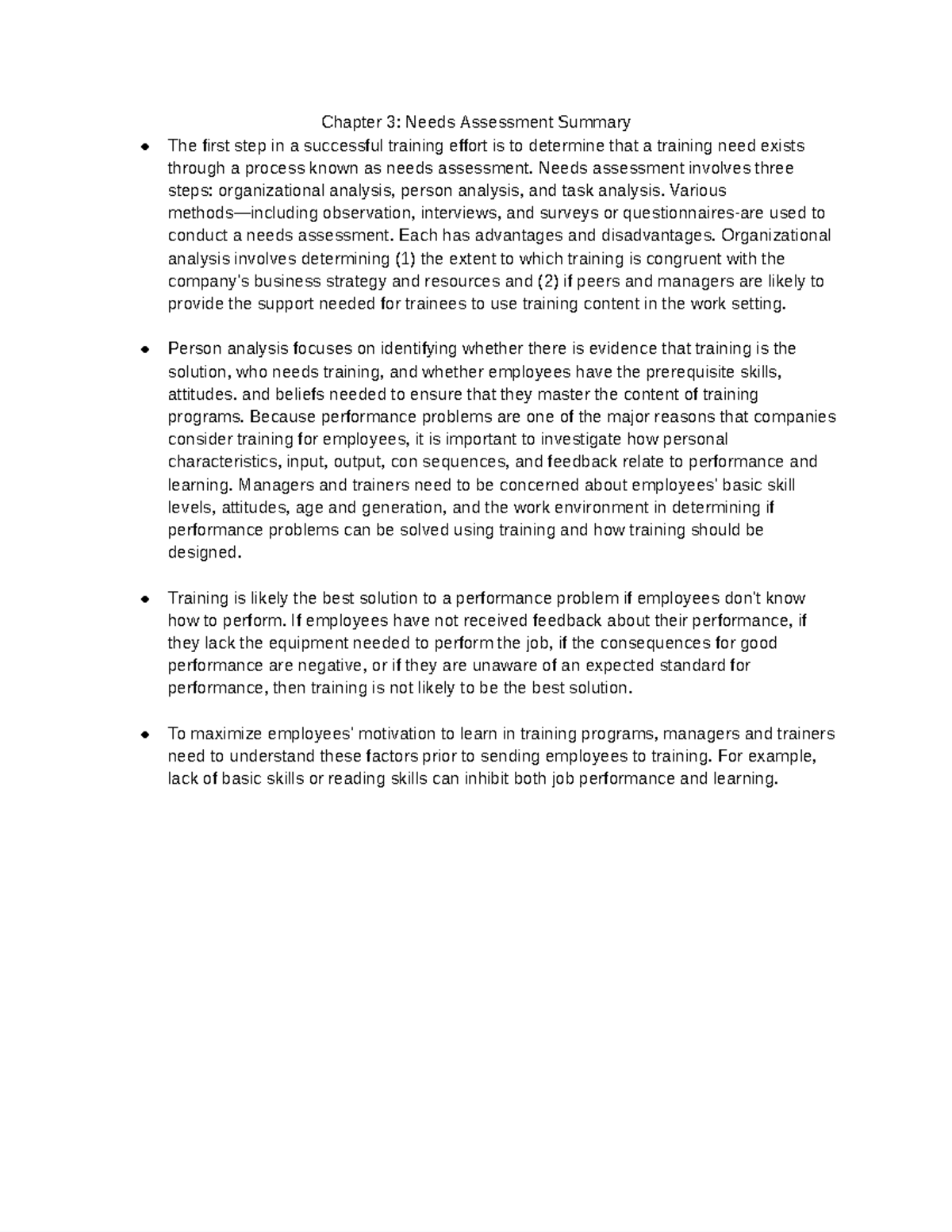 Chapter 3 Needs Assessment Summary - Chapter 3: Needs Assessment Summary The first step in a ...