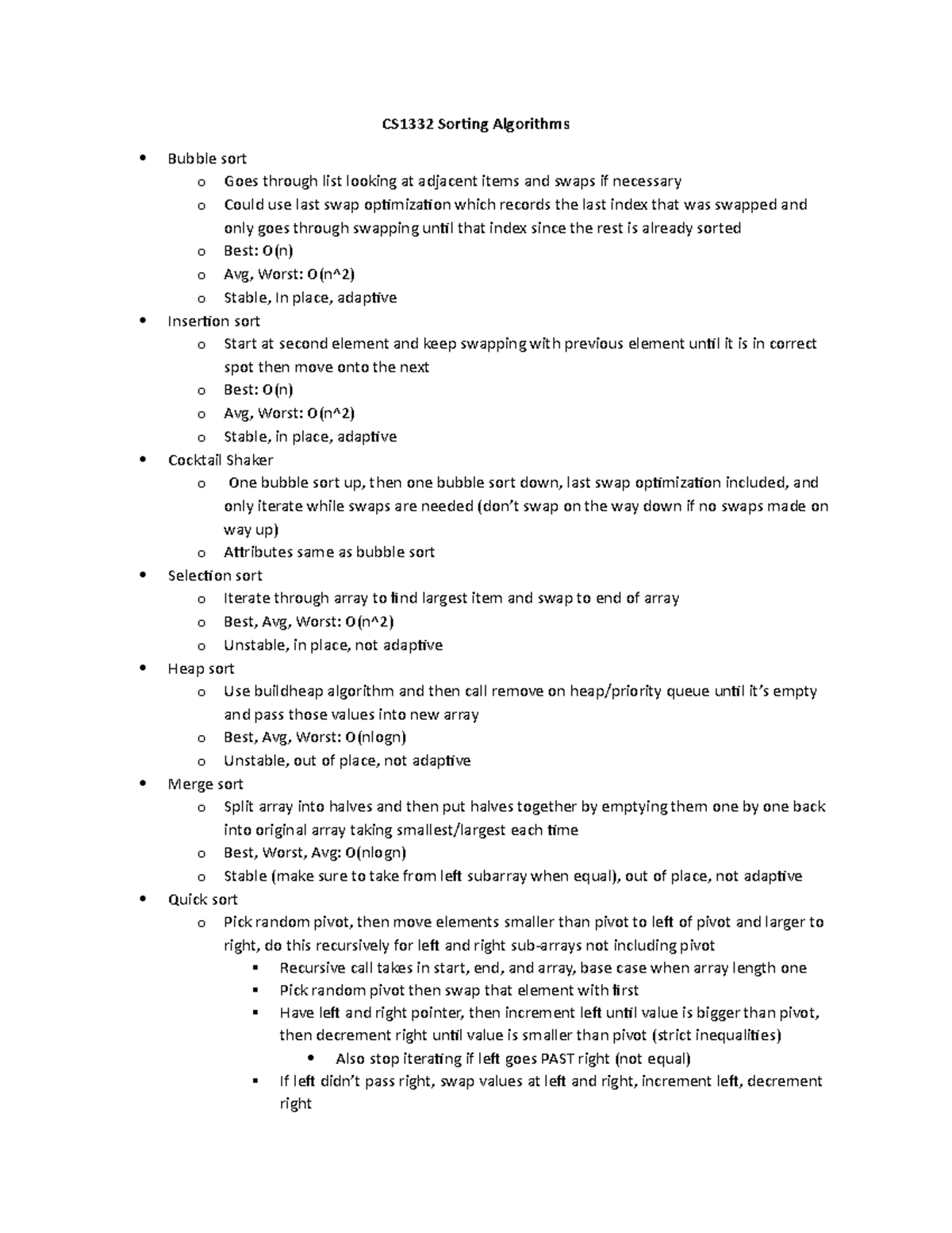 CS1332 Sorting Algorithms - Do this for next least significant digit ...