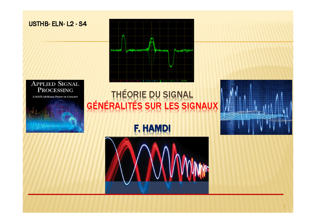 Chap1-1-1 - Chap1-1-1 - THÉORIE DU SIGNAL GÉNÉRALITÉS SUR LES SIGNAUX F ...