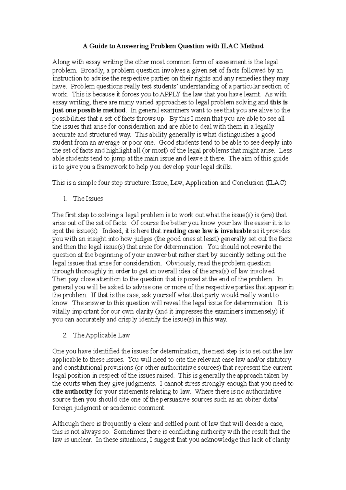 A Guide to Answering Problem Questions for law - Law - UiTM - Studocu