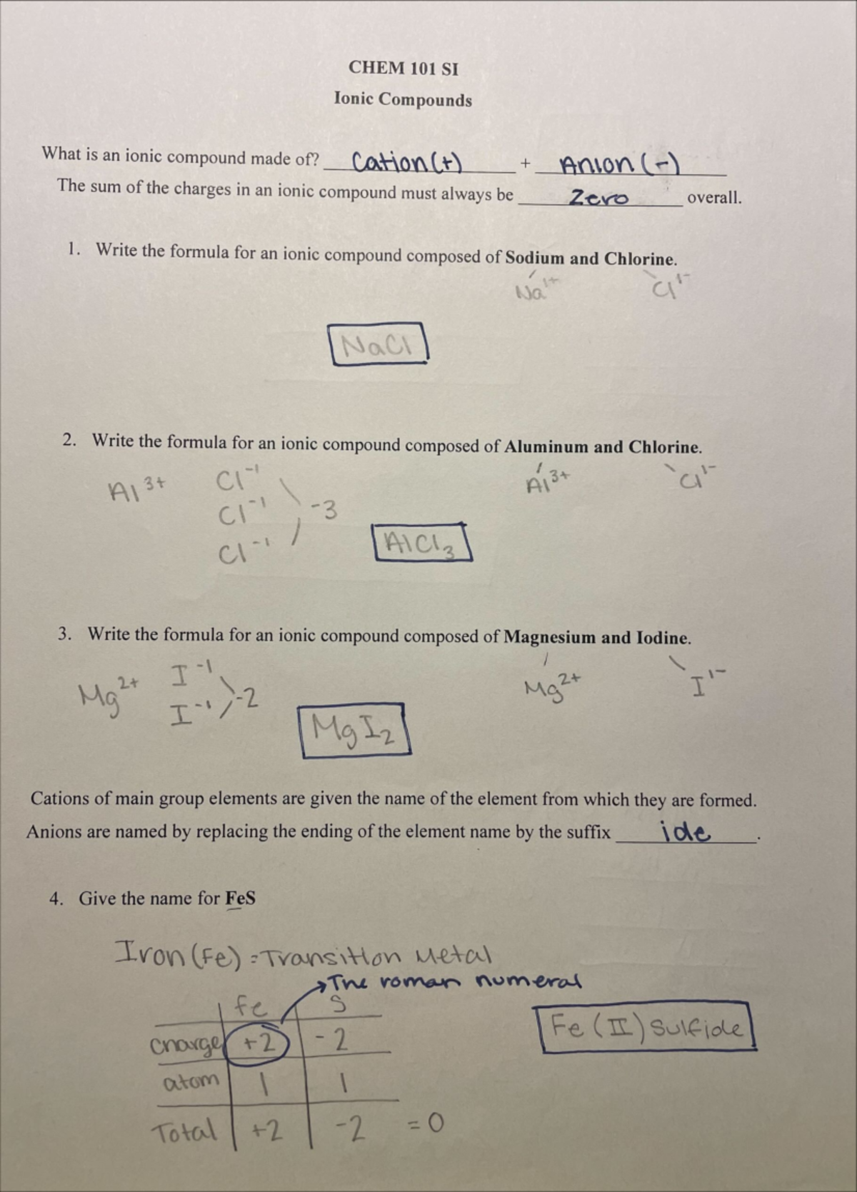 Ionic Compounds - Chemistry101 - Studocu