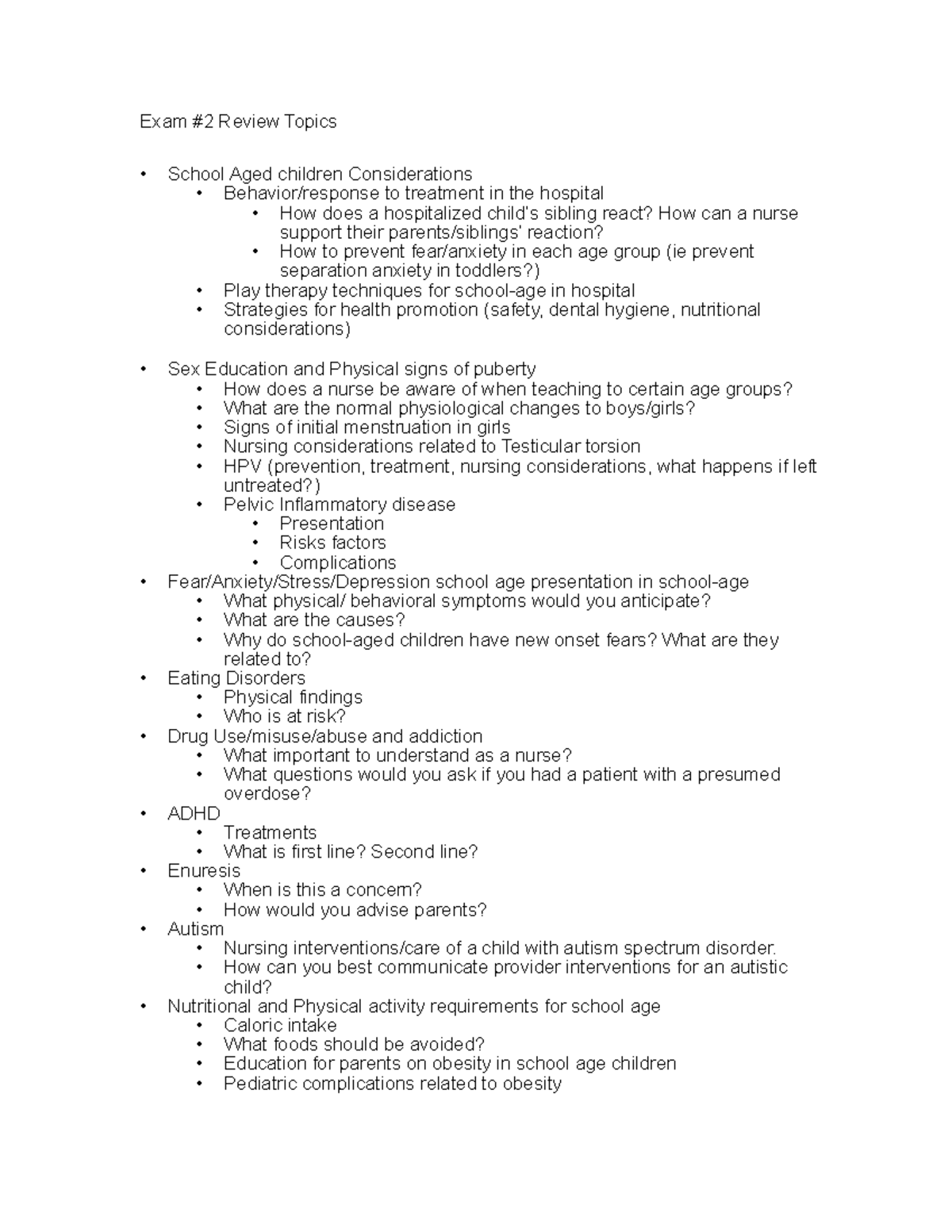 Exam # 2 Review - Exam prep given out and answered by professor. - Exam ...