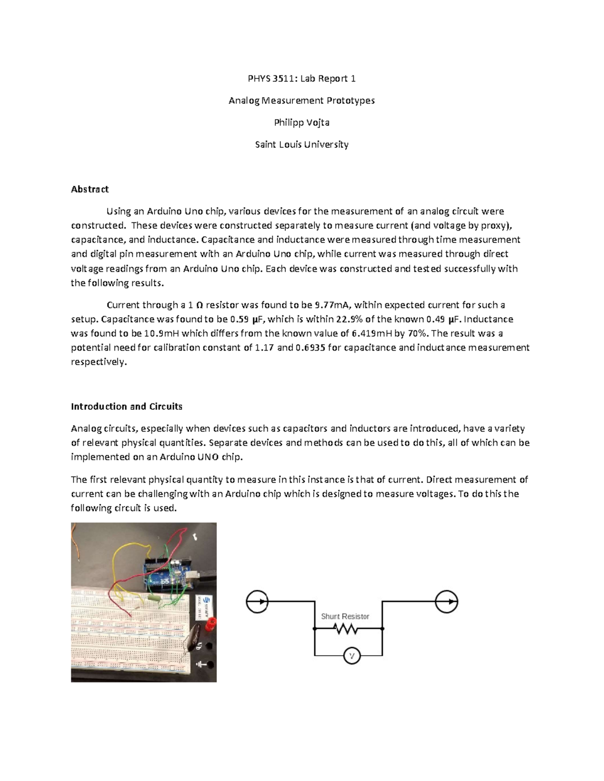 Analog and Digital Lab Report 1 - PHYS 3511: Lab Report 1 Analog ...