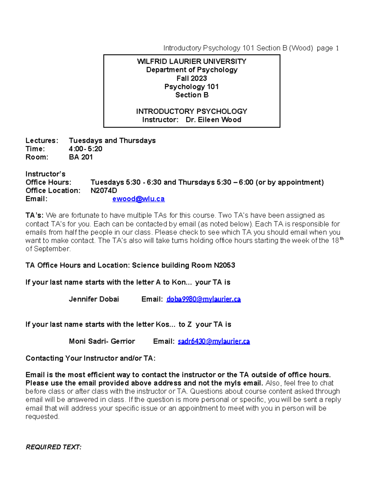 Second Revised Sept 6 PS101 B course outline 2023 Fall term - Lectures ...