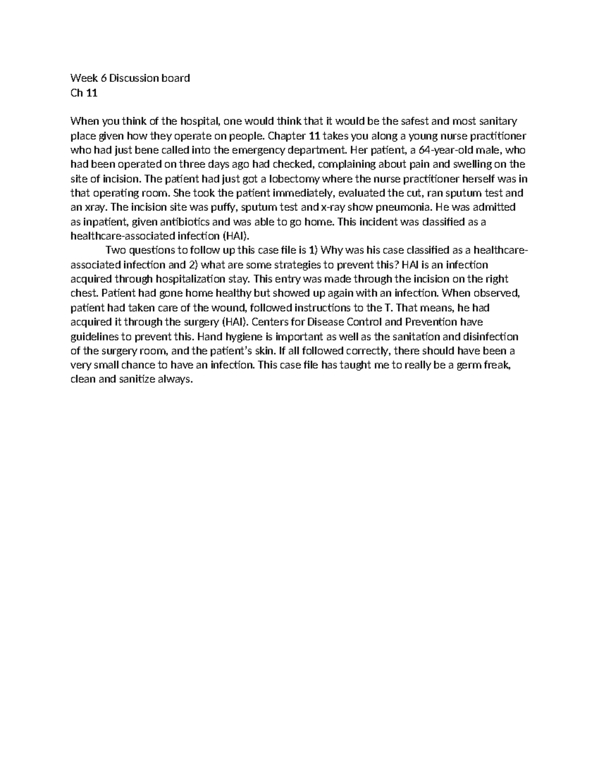 Week 6 Discussion board - Week 6 Discussion board Ch 11 When you think ...