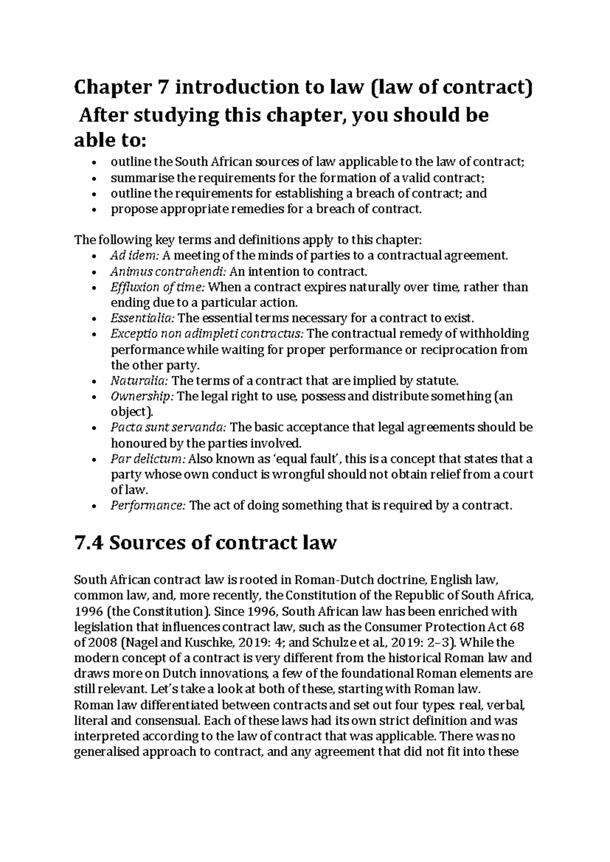 Chapter 7 law of contract - Chapter 7 introduction to law (law of contract) After studying this ...