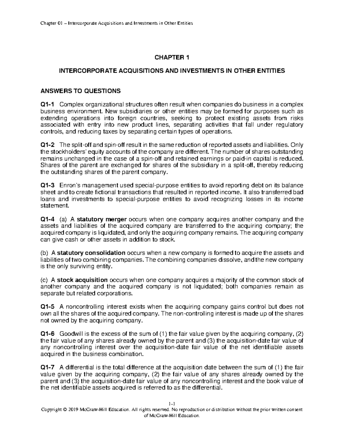 Christensen 12e Chap01 SM - 1- Copyright © 2019 McGraw-Hill Education ...