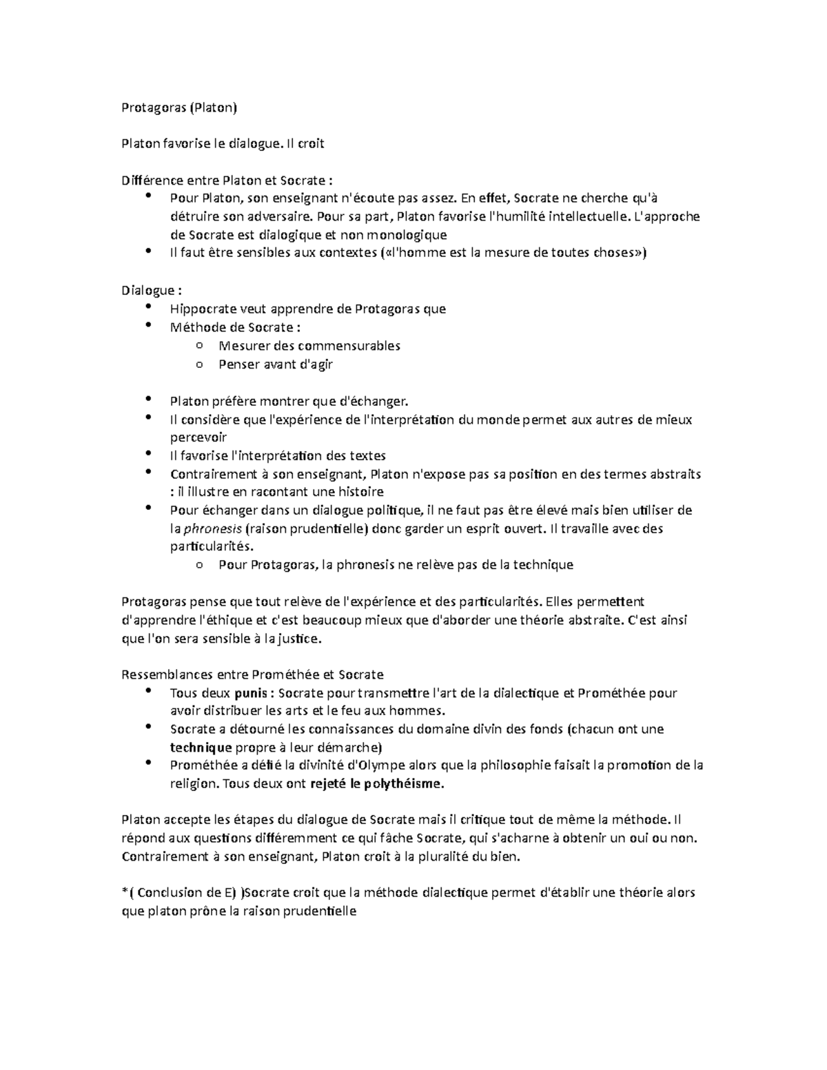 Protagoras notes de cours dialogue - Protagoras (Platon) Platon ...