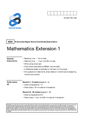 2023 hsc maths ext 1 - past paper - Centre Number NSW Education ...