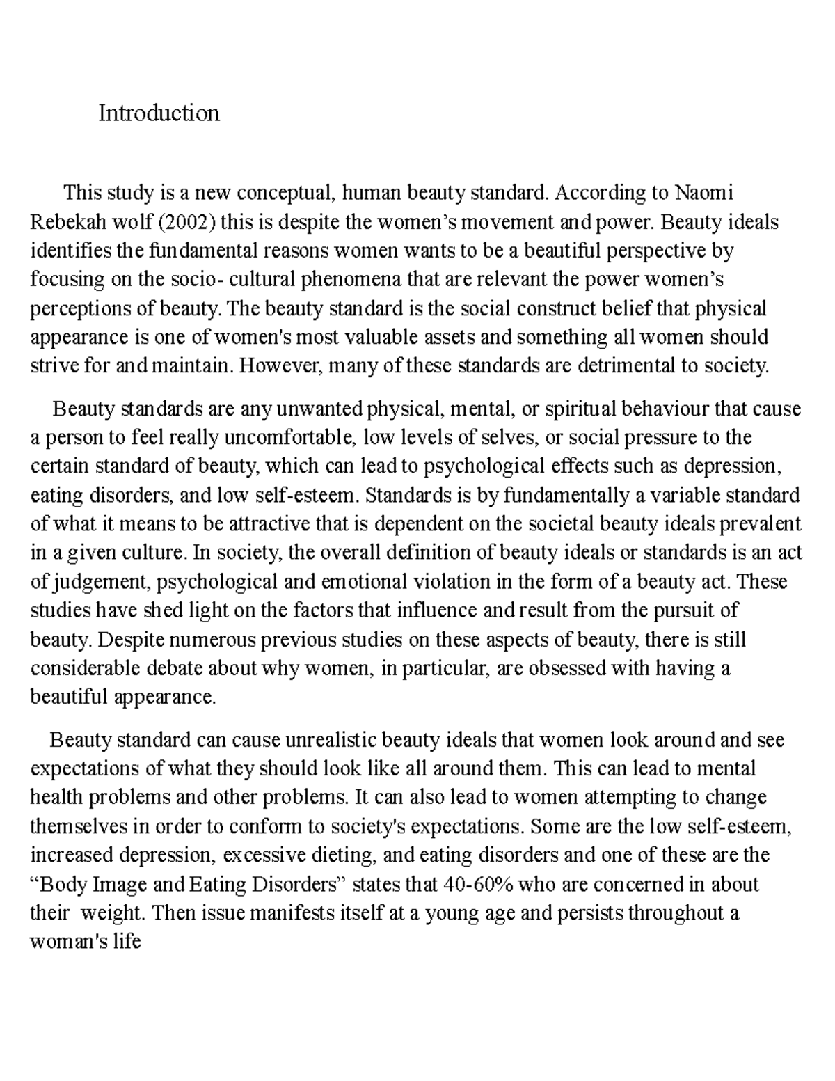 Introduction - N/A - Introduction This study is a new conceptual, human ...