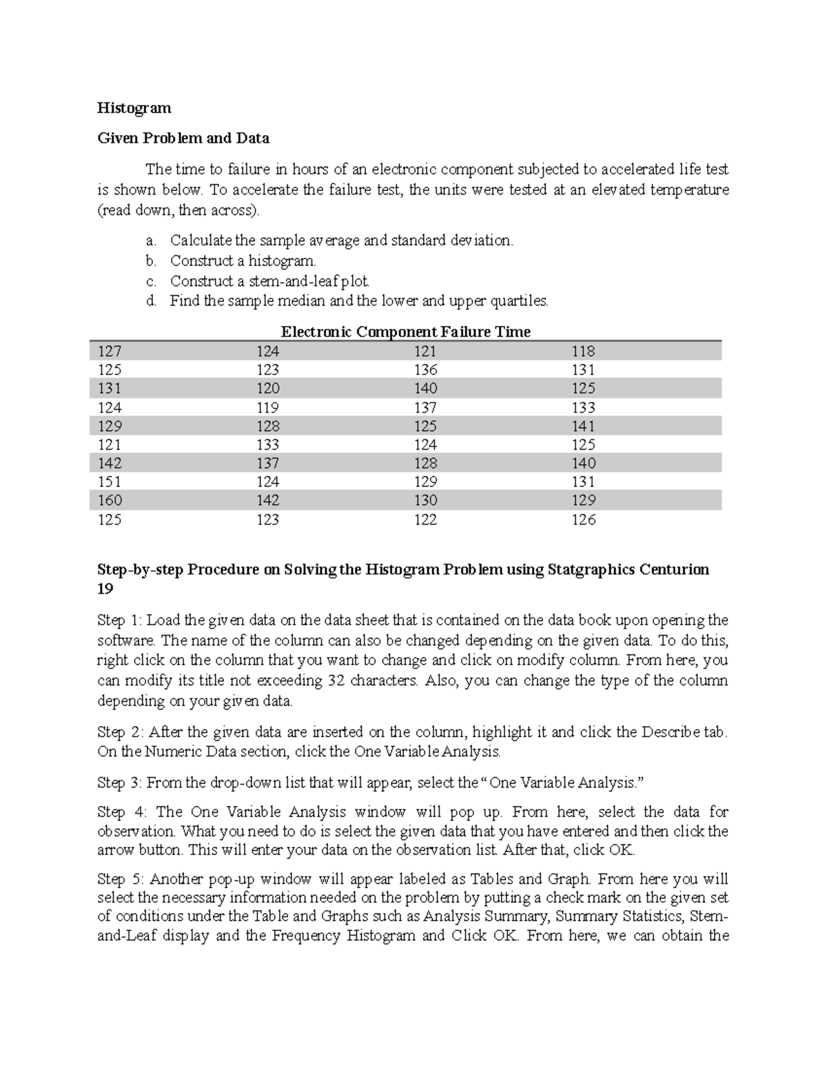 Sample problem-histogram for engineering students - Histogram Given ...
