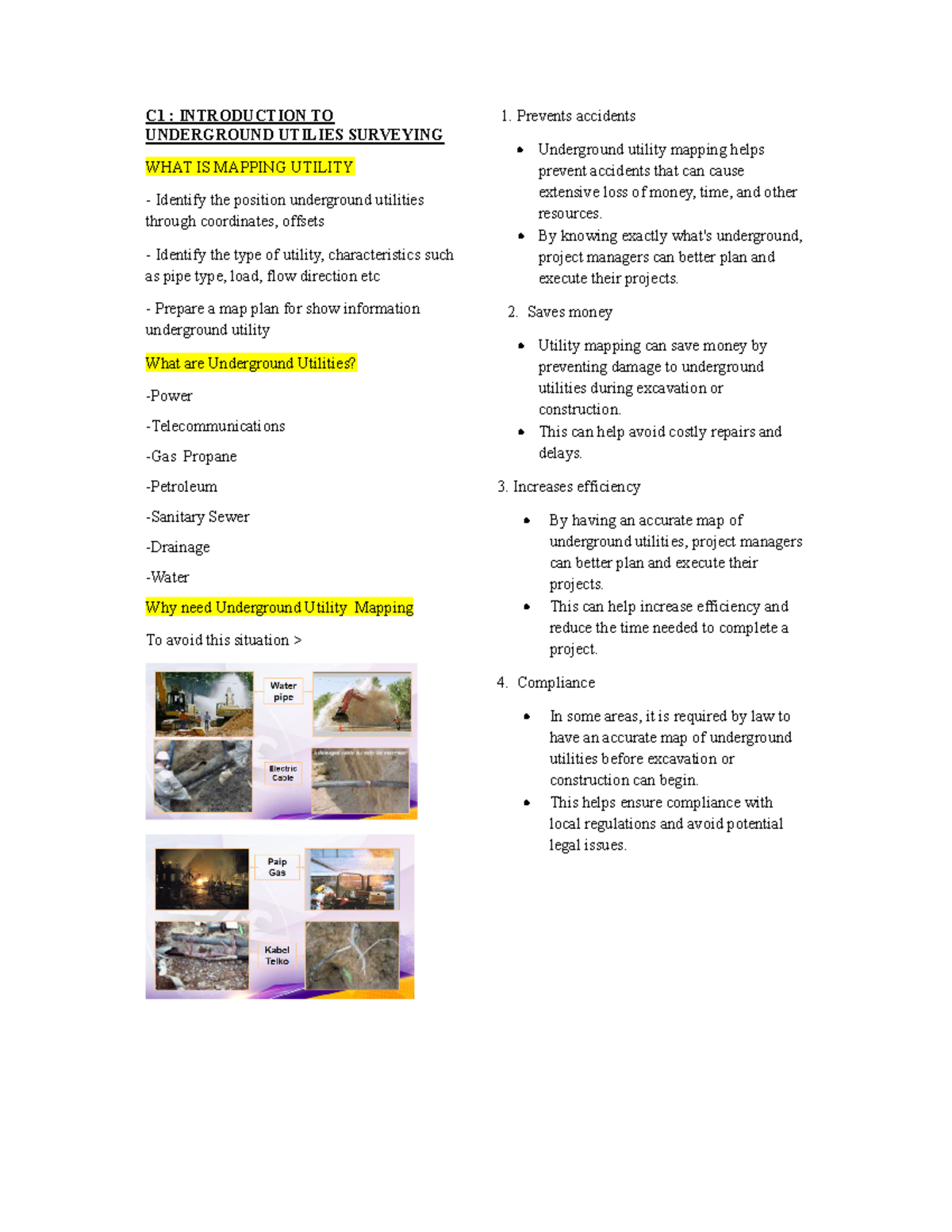 C1 Introduction - nota shj - C1 : INTRODUCTION TO UNDERGROUND UTILIES ...