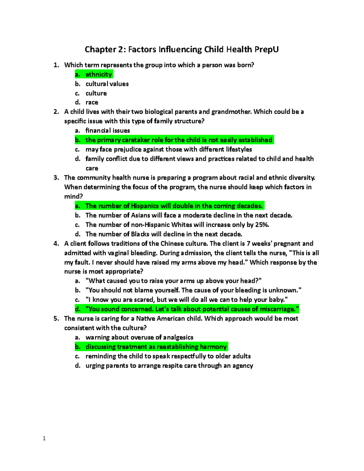 Factors Influencing Child Health Prep U - Chapter 2: Factors ...