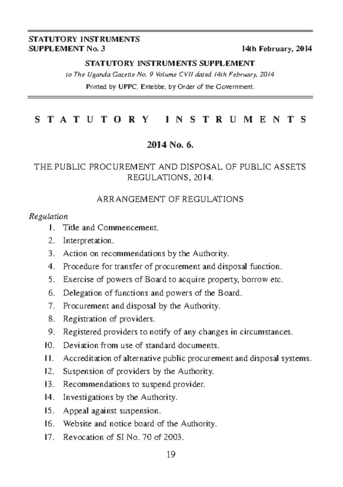 THE Public Procurement AND Disposal OF Public Assets Regulations 2014 ...