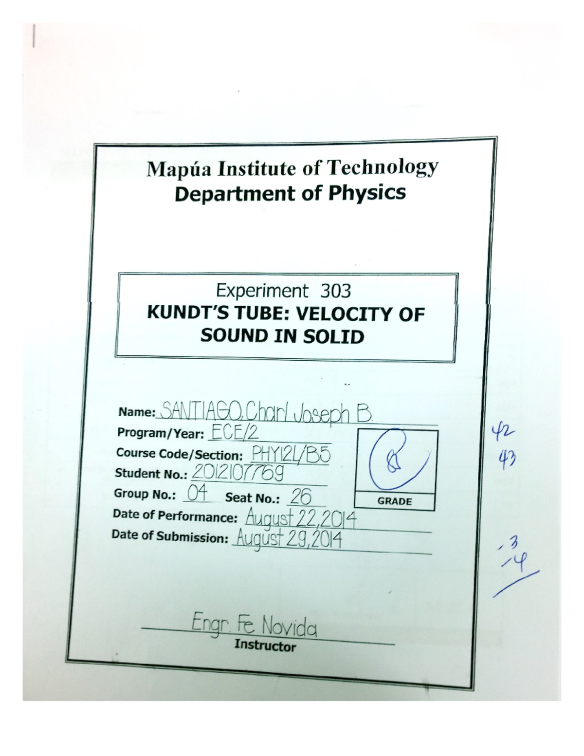 PHY12L - Experiment 303 - Mapﬁa Institute of Technology Department of ...