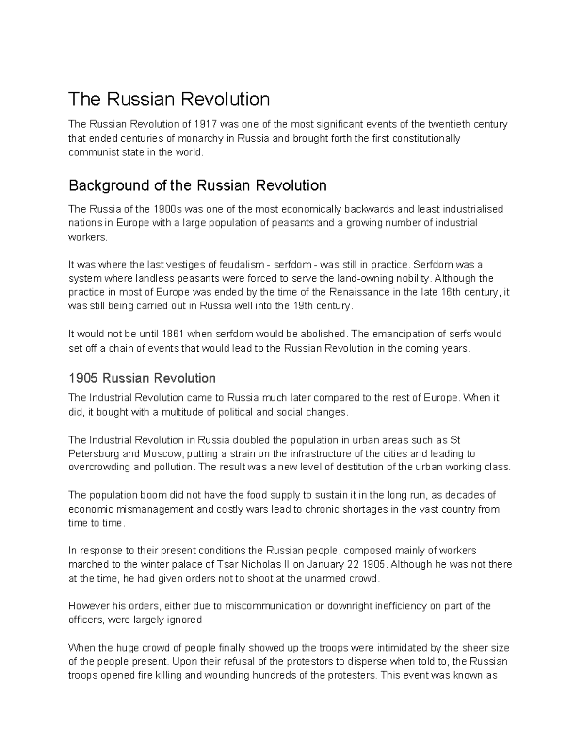 Russian-Revolution - The Russian Revolution The Russian Revolution of ...