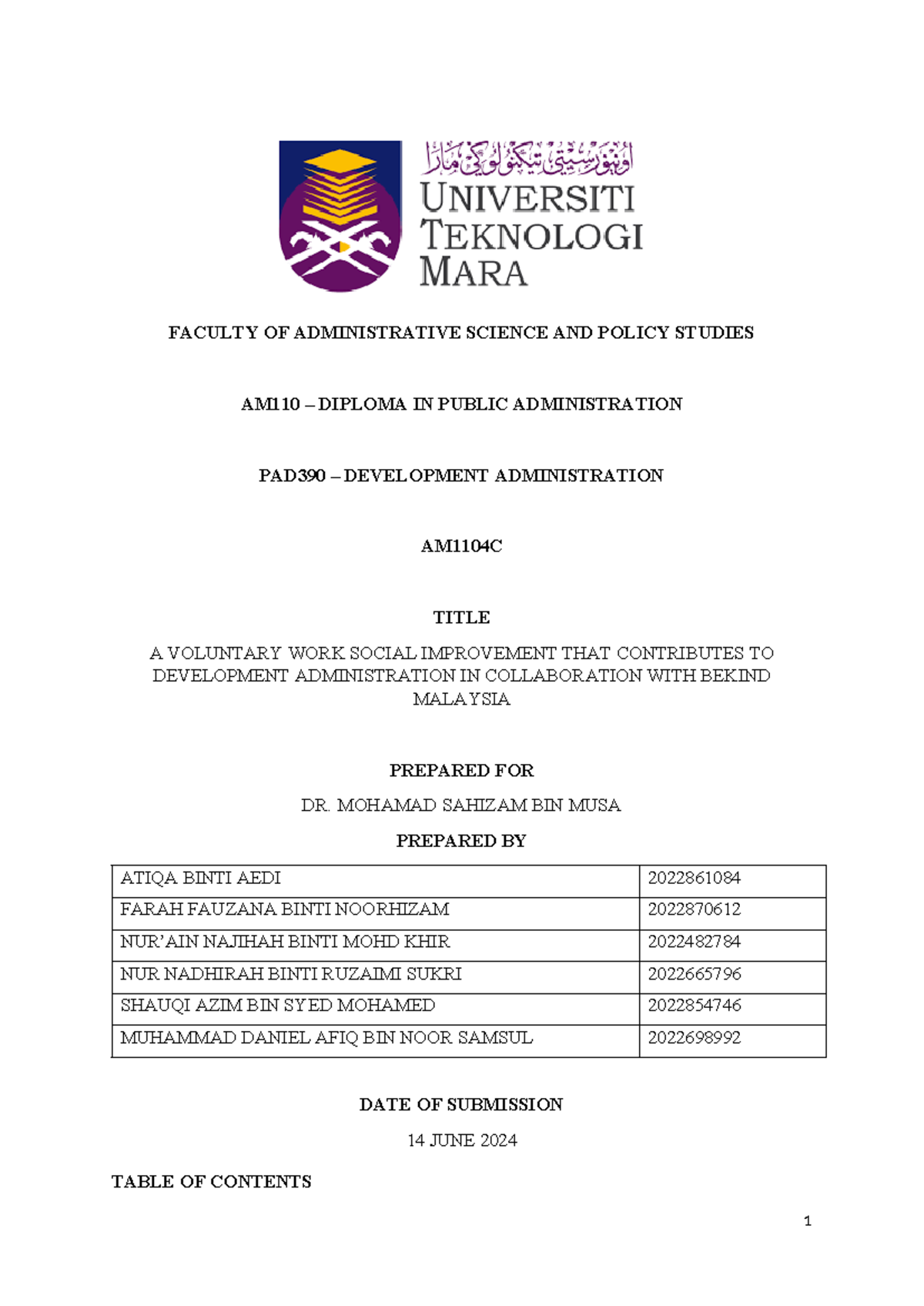 Written assignment PAD390 REAL - FACULTY OF ADMINISTRATIVE SCIENCE AND ...