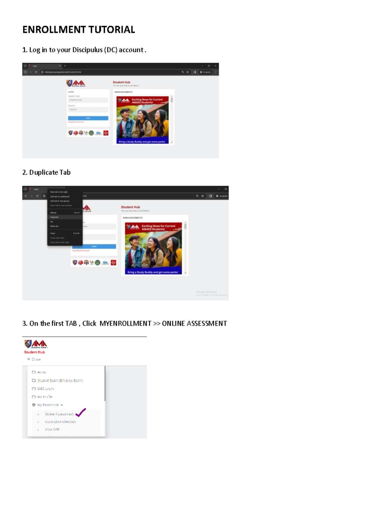 Enrollment AND Payment Steps - ENROLLMENT TUTORIAL Log in to your ...