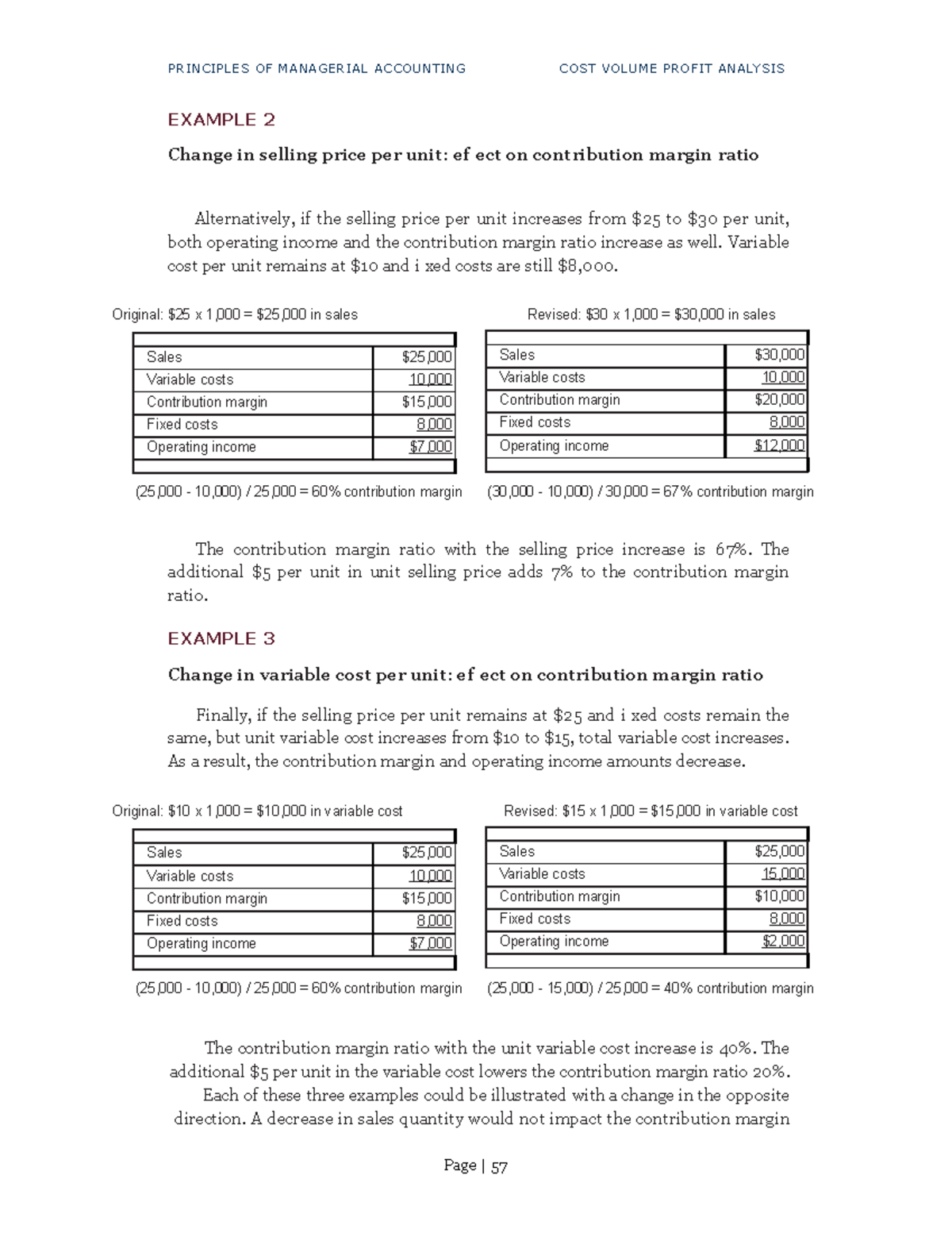Management Accounting - EXAMPLE 2 Change in selling price per unit: ef ...