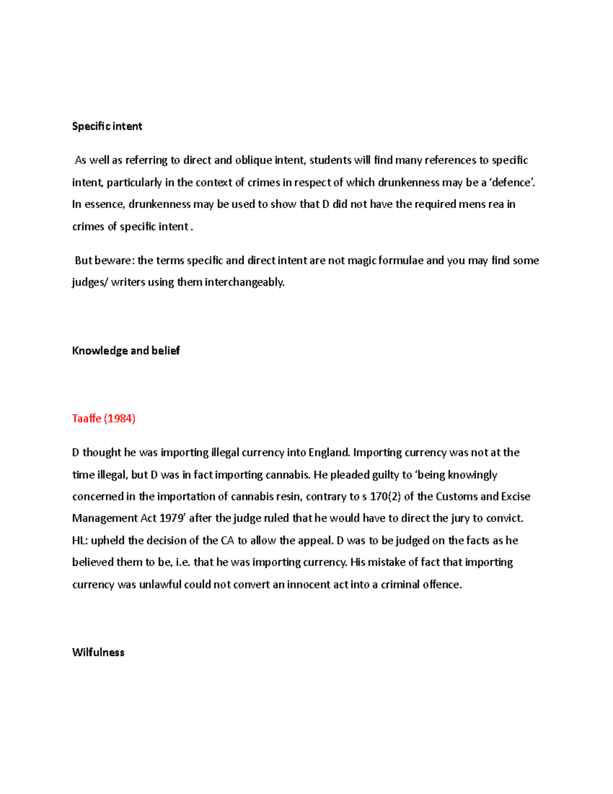 Specific intent - Criminal Law - Specific intent As well as referring ...