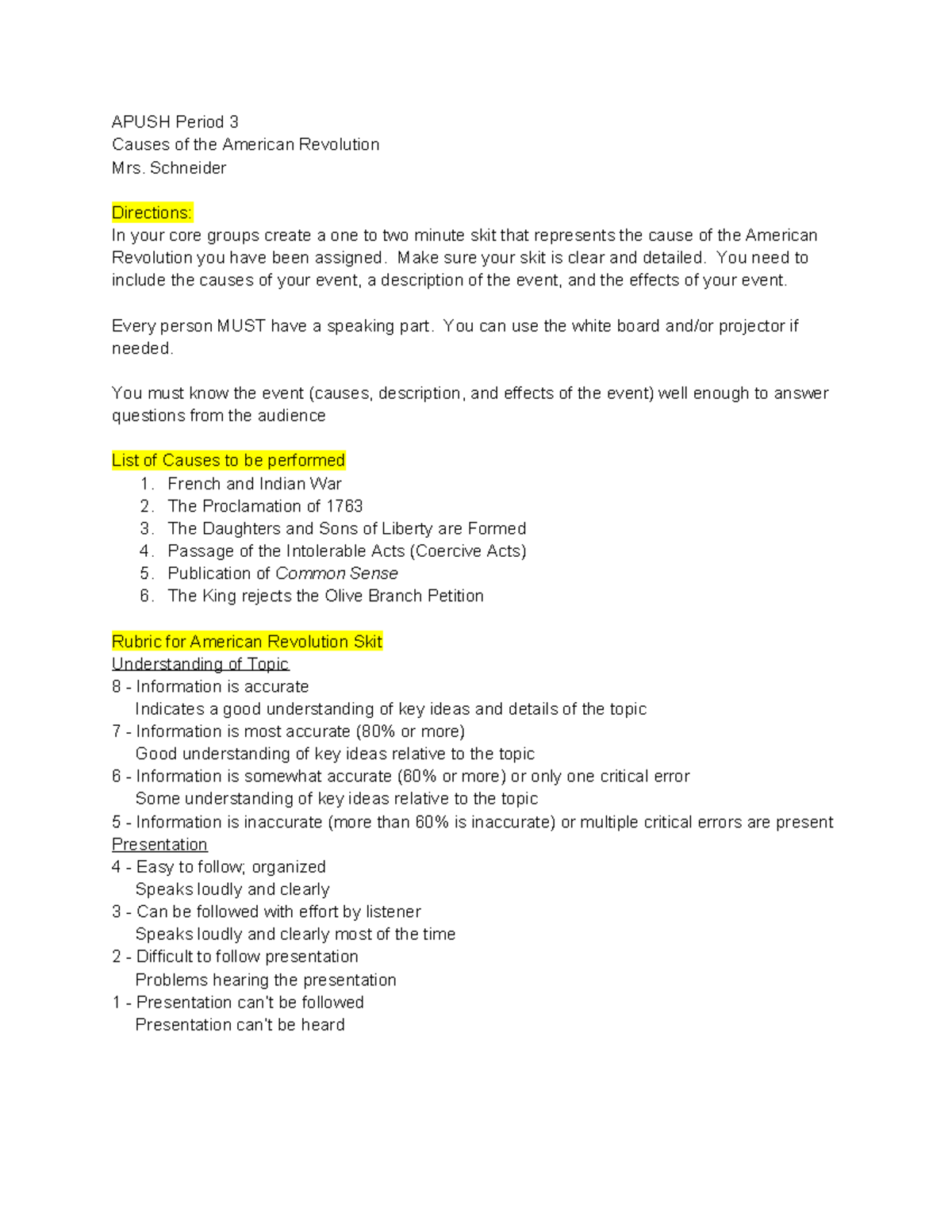 American Revolution Causes skit - APUSH Period 3 Causes of the American ...