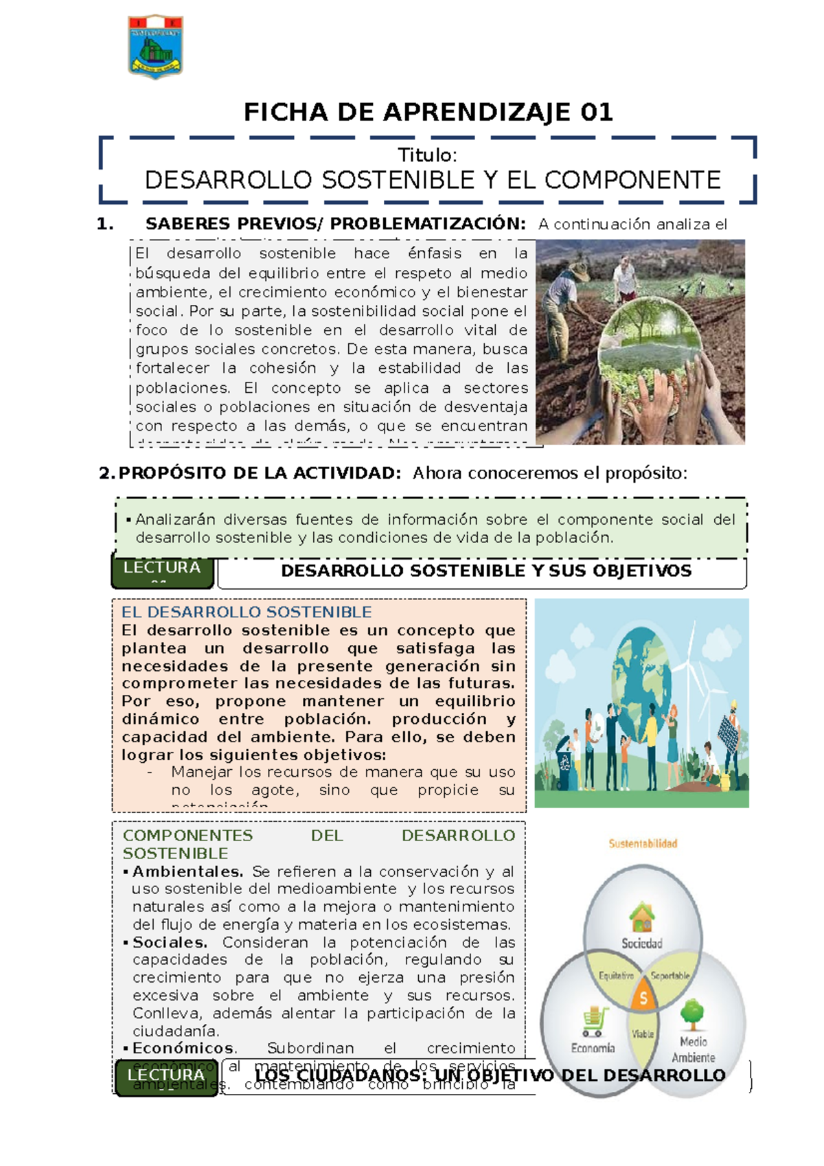 1 Ficha DE Aprendizaje VII U-CCSS 5° - FICHA DE APRENDIZAJE 01 1. SABERES PREVIOS ...