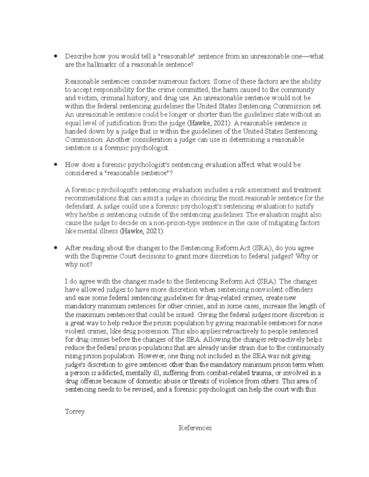 Mod 5 discussion - Describe how you would tell a "reasonable" sentence ...