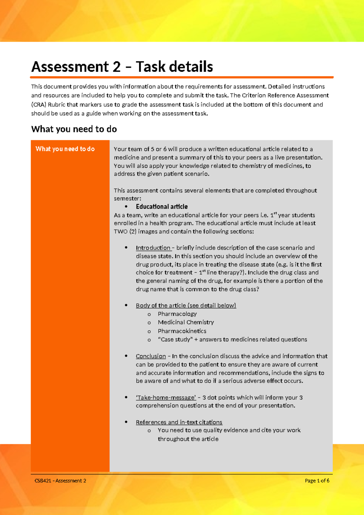 CSB421 Assessment 2 details - Assessment 2 – Task details This document ...