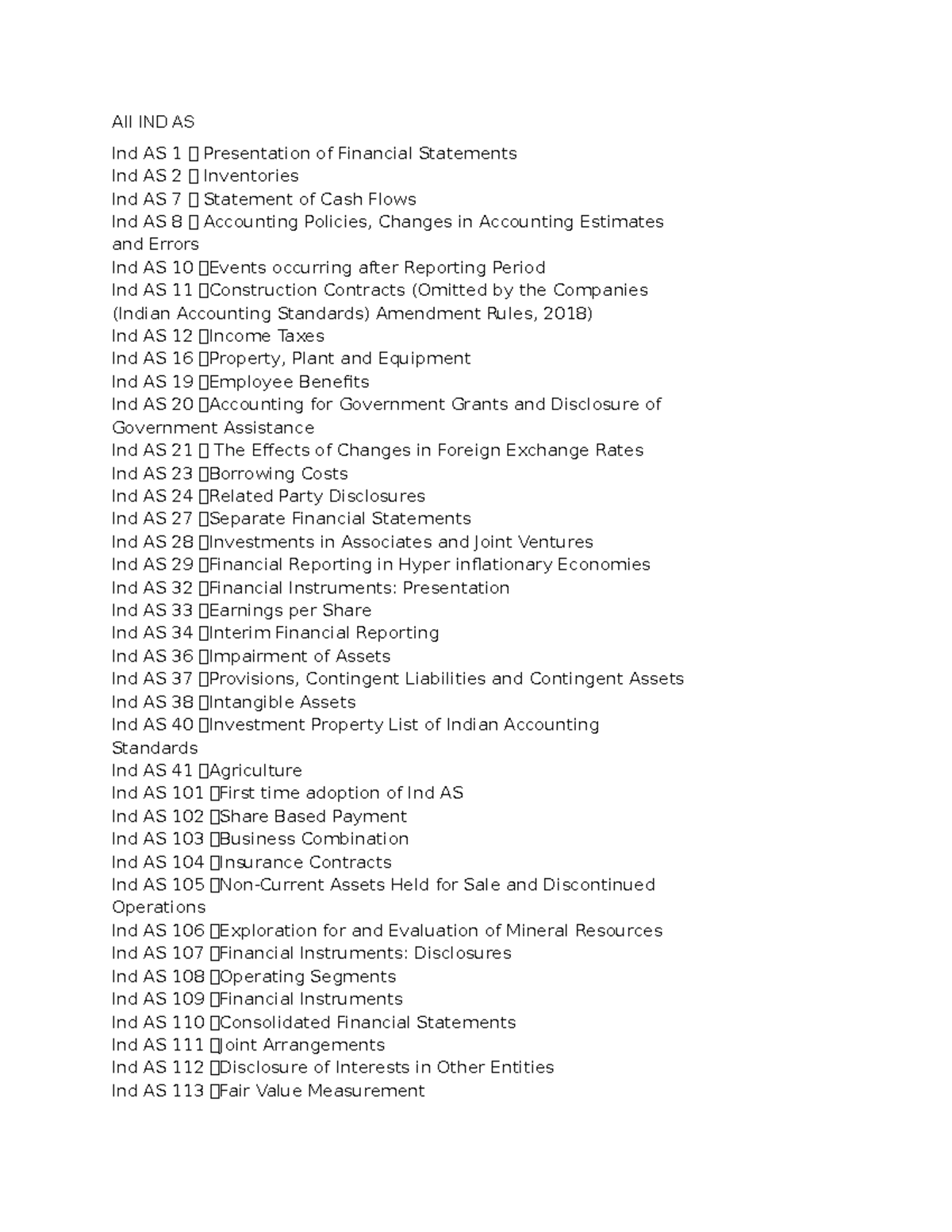 All IND AS till date - All IND AS Ind AS 1 Presentation of Financial ...