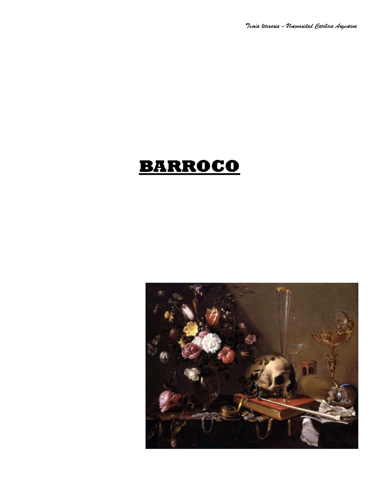Teoría literaria II Barroco - BARROCO BARROCO Textos Bibliografía ...
