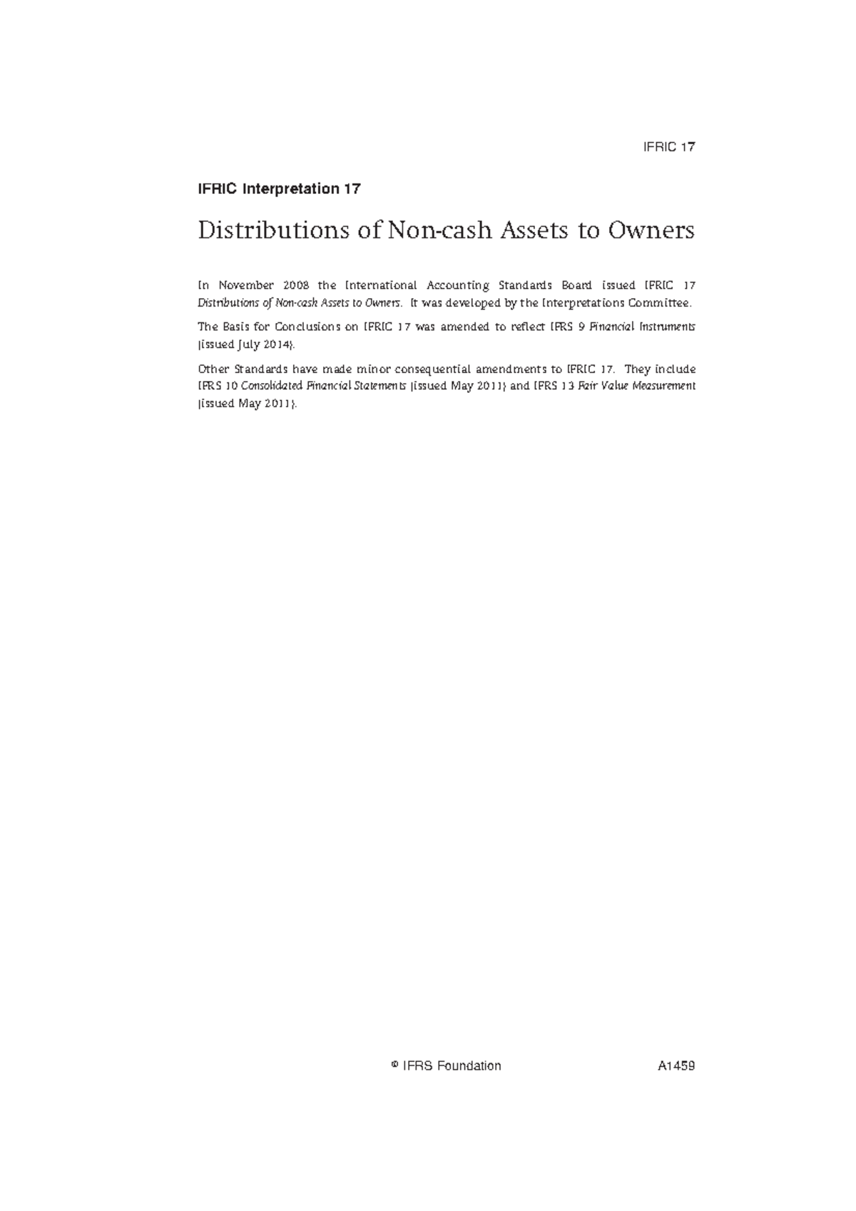 Ifric 17 - International Financial Reporting Interpretations Committee - IFRIC Interpretation 17 ...