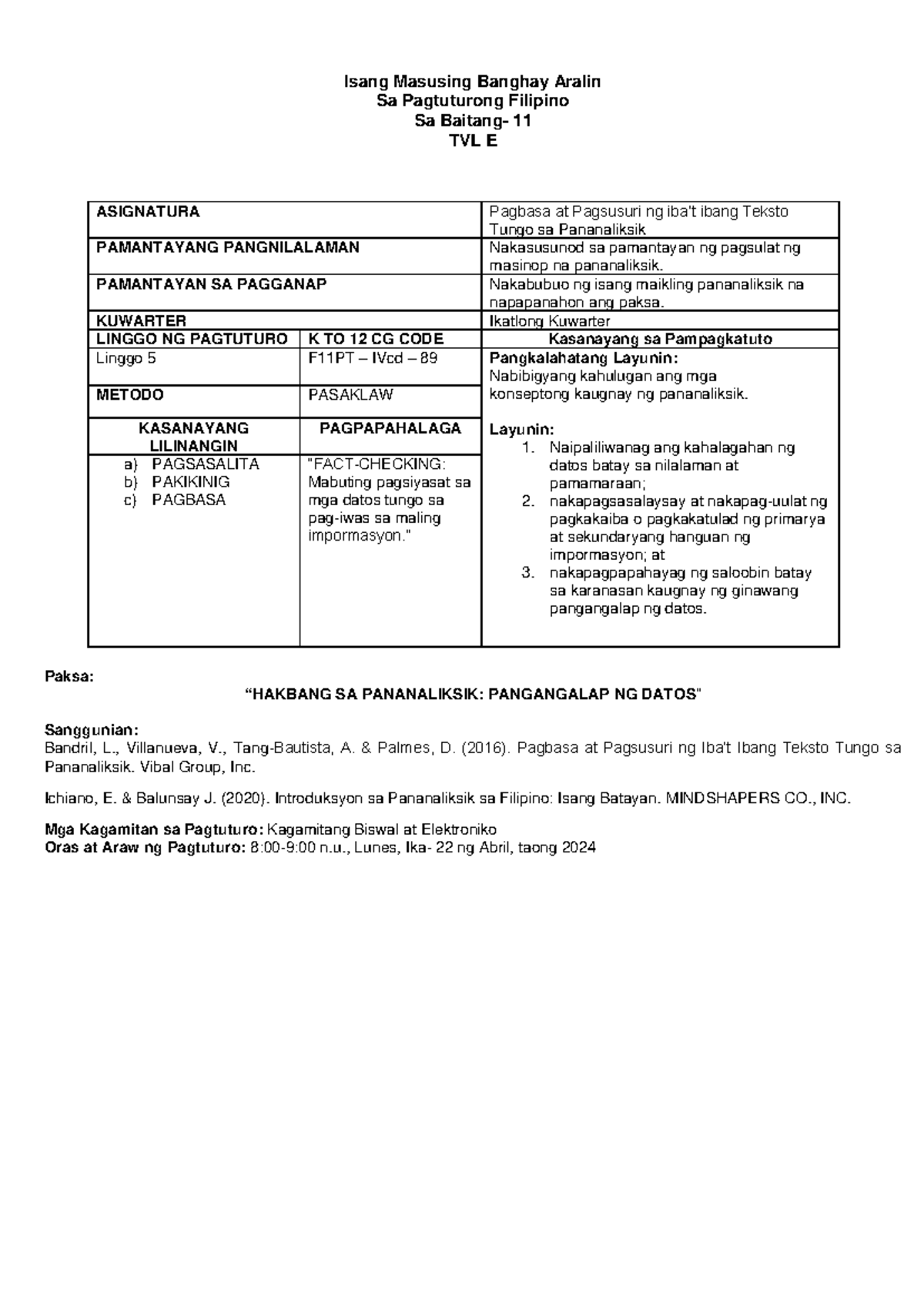 Ledda Dirick Lesson Plan Day 2 Task - Isang Masusing Banghay Aralin Sa ...