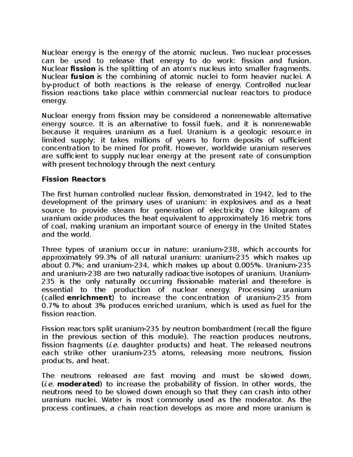 Nuclear Energy - Two nuclear processes can be used to release that ...