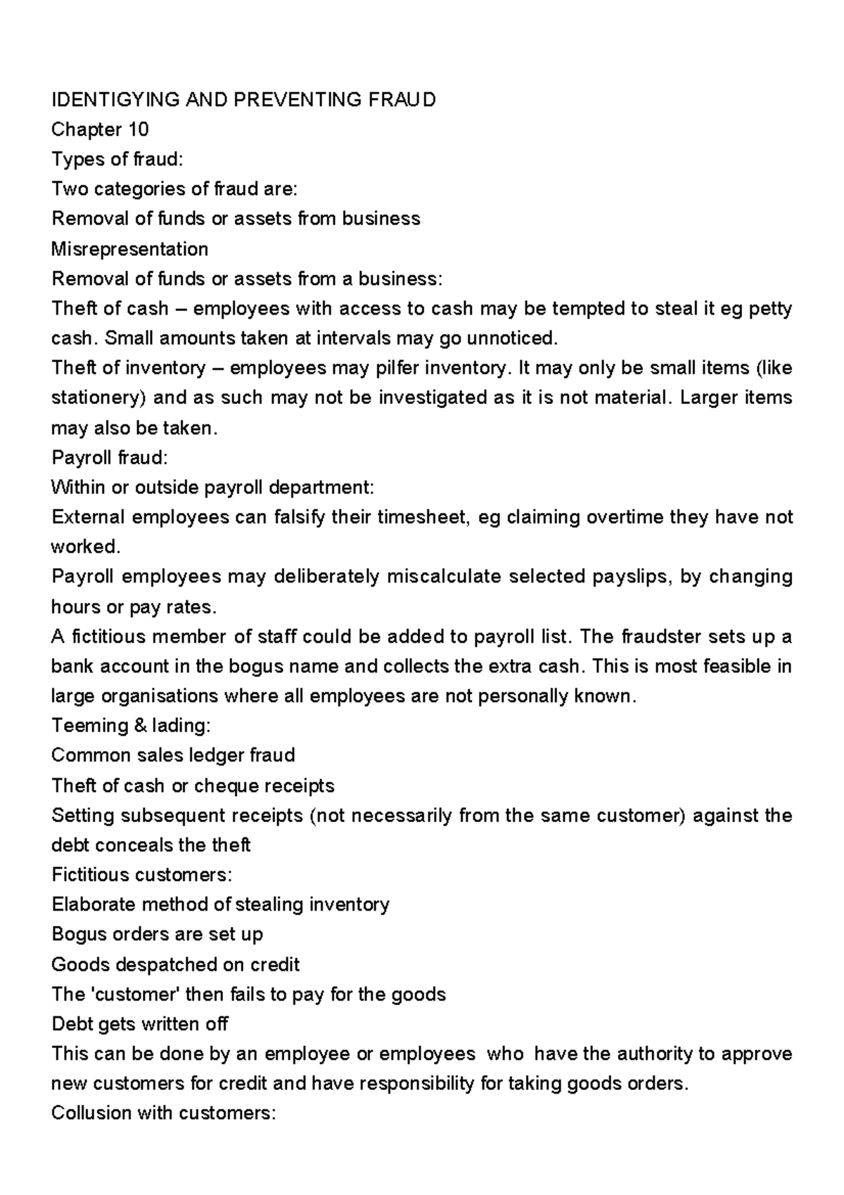 Identifying and preventing fraud - IDENTIGYING AND PREVENTING FRAUD ...