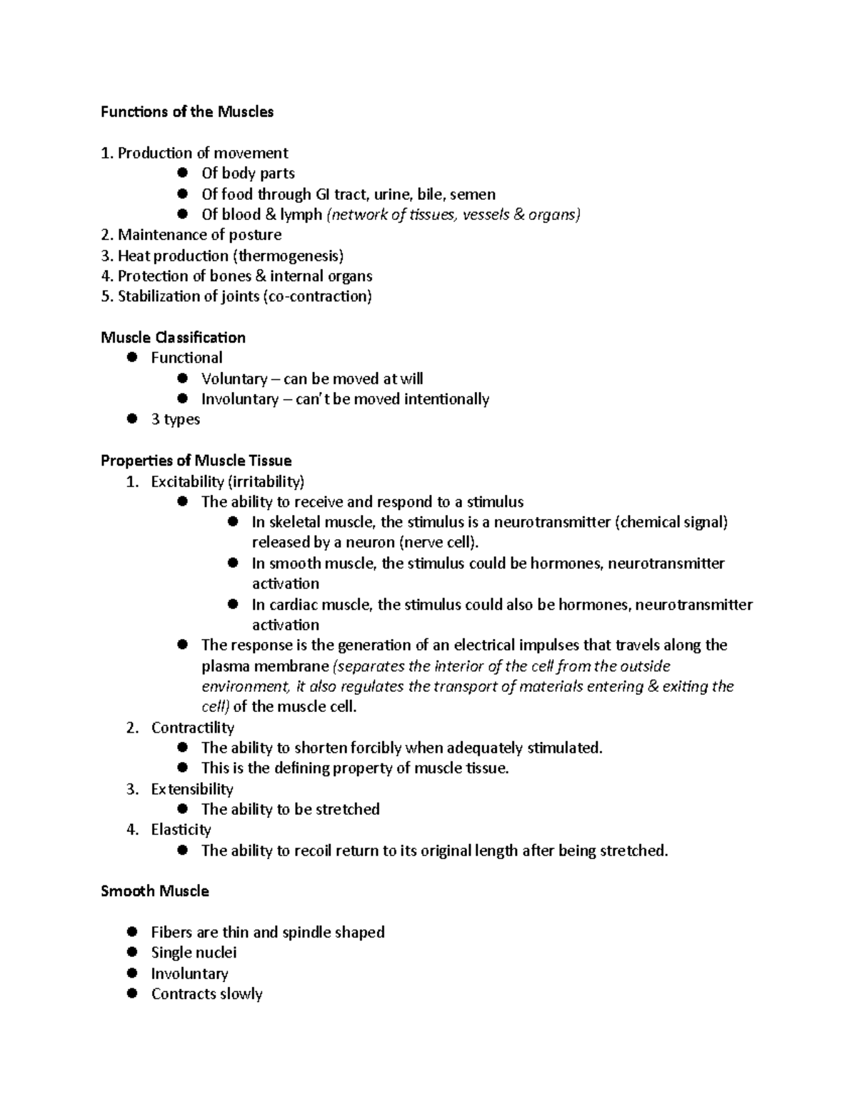 Anatomy-muscles 1 - notes about functions, classification, and ...