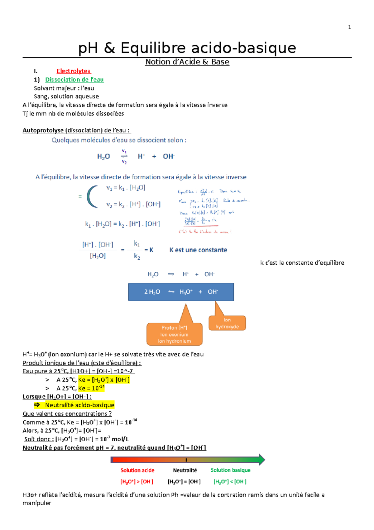 P H - cours de pr dufour - pH & Equilibre acido-basique Notion d’Acide ...