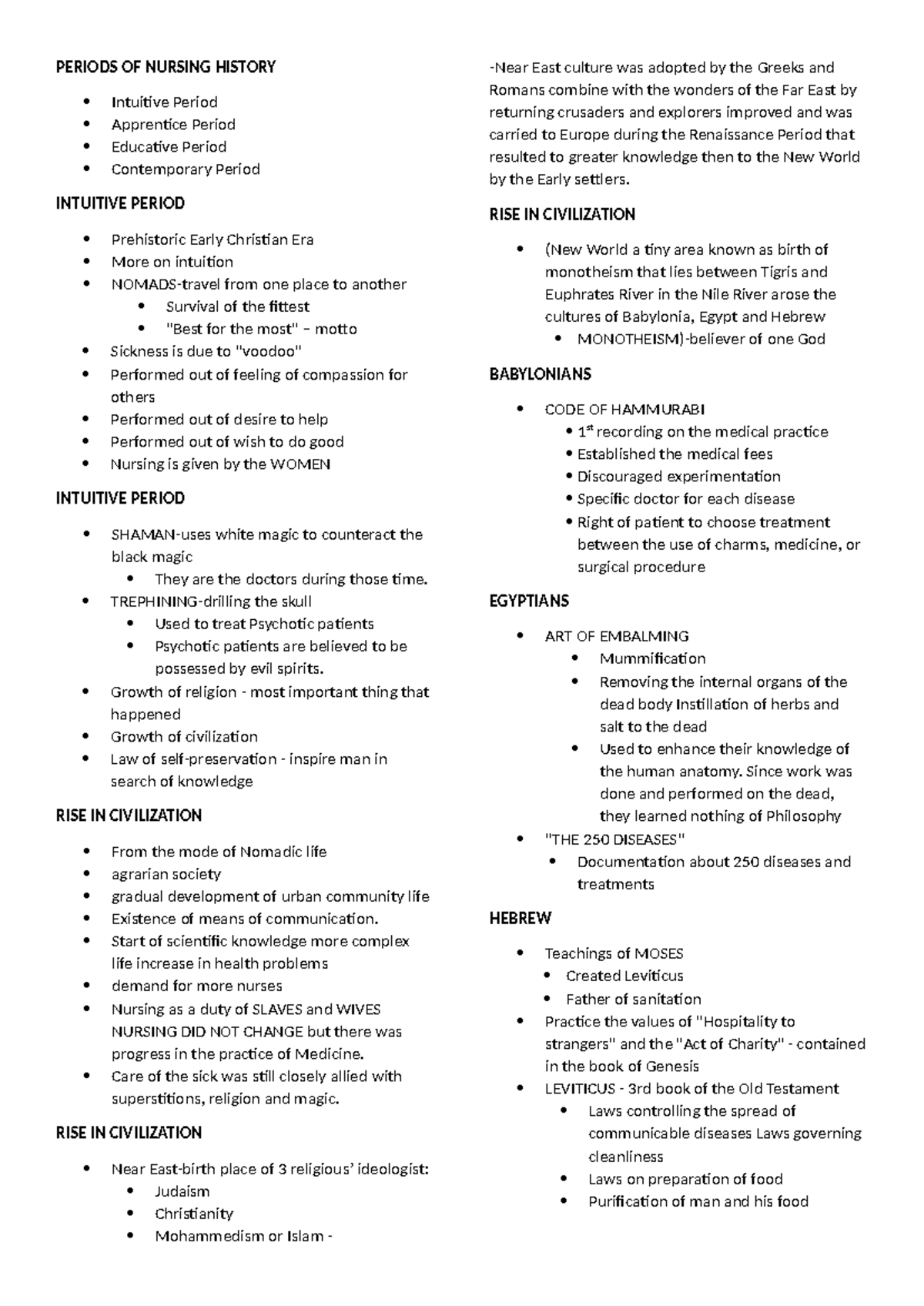 TFNprelim reviewer - PERIODS OF NURSING HISTORY Intuitive Period ...