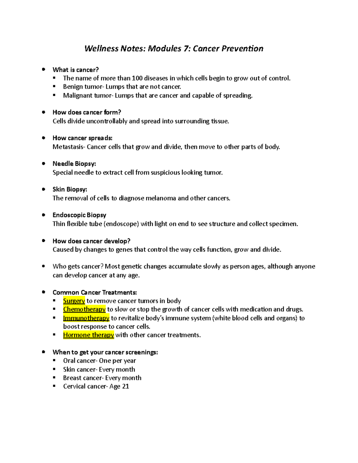 Wellness Notes Module 7 - Benign tumor- Lumps that are not cancer ...