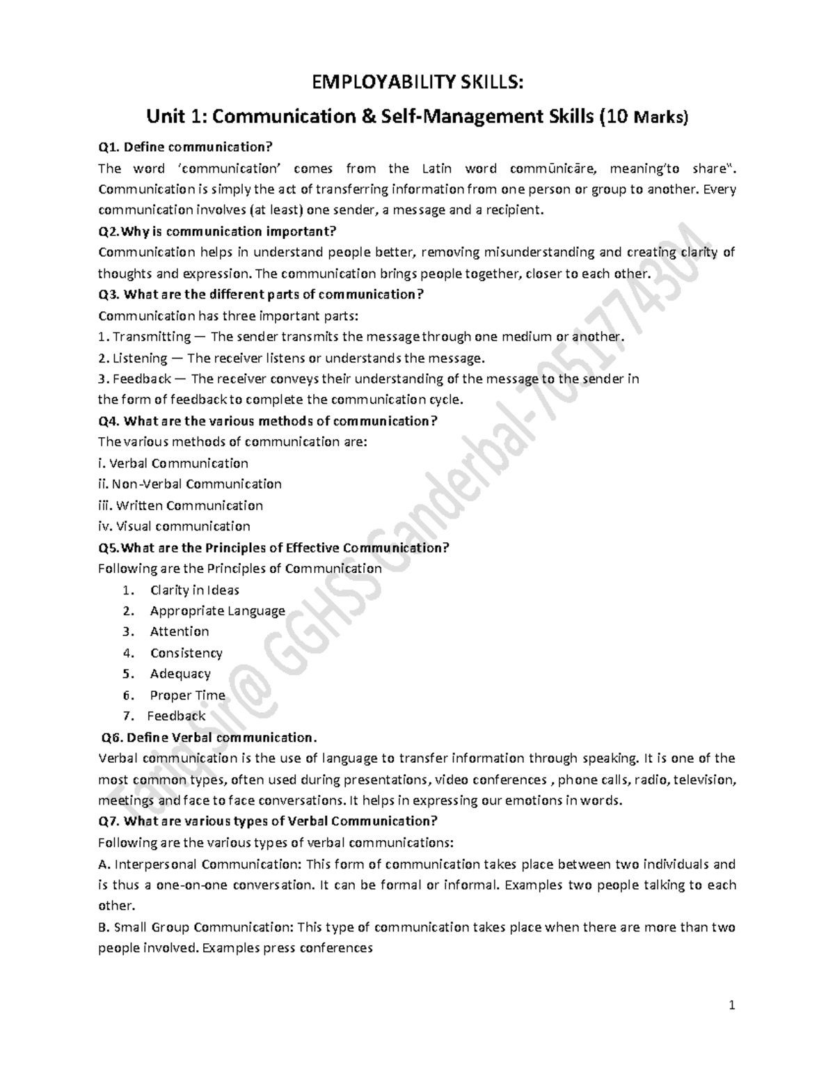 Final Notes For 11th IT New Syllbus - EMPLOYABILITY SKILLS: Unit 1 ...