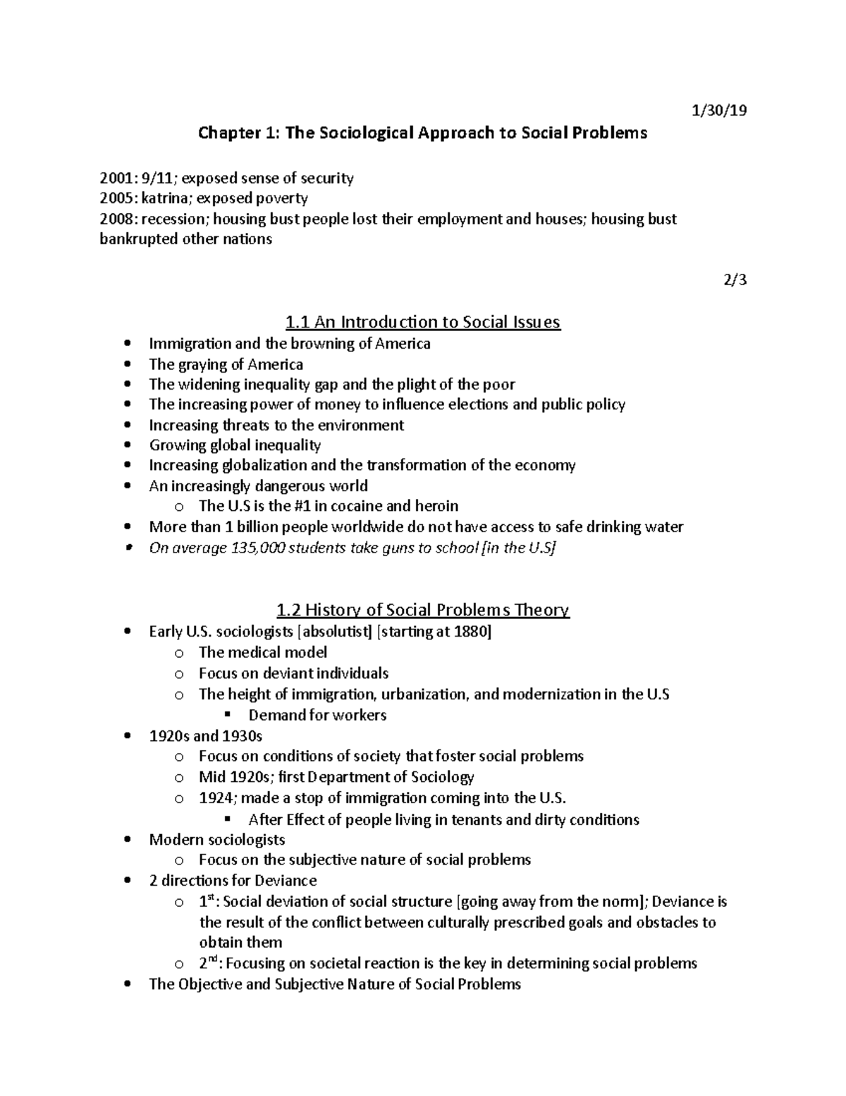 Chap 1 - Lecture notes 1 - 1/30/ Chapter 1: The Sociological Approach ...