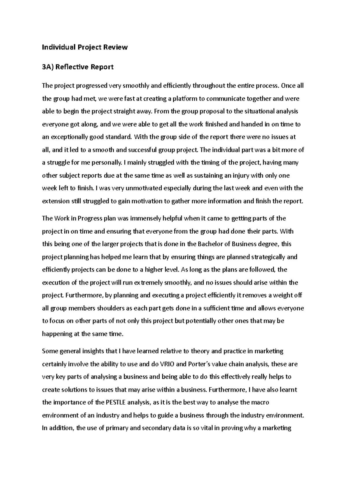 Project review - Final exam answers - Individual Project Review 3A ...