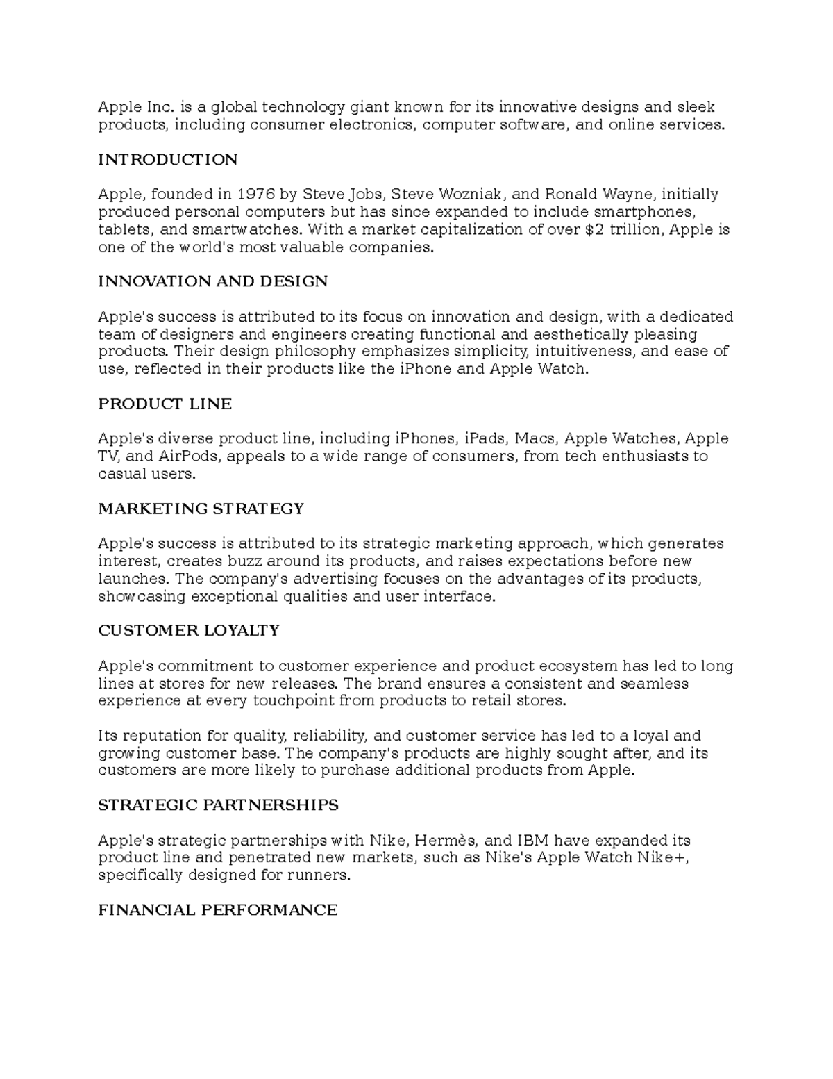 Apple Inc - LECTURE - Apple Inc. is a global technology giant known for ...