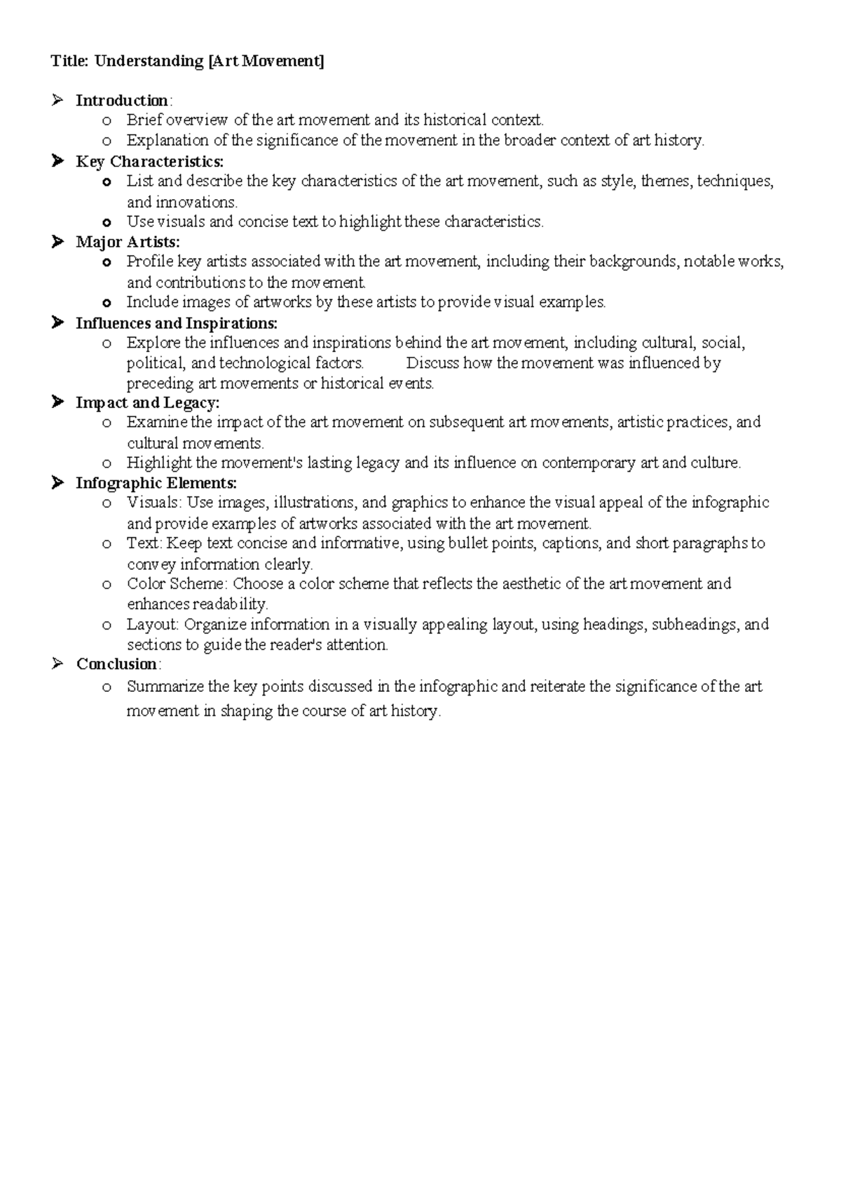 Art App infographic Guideline - Title: Understanding [Art Movement ...
